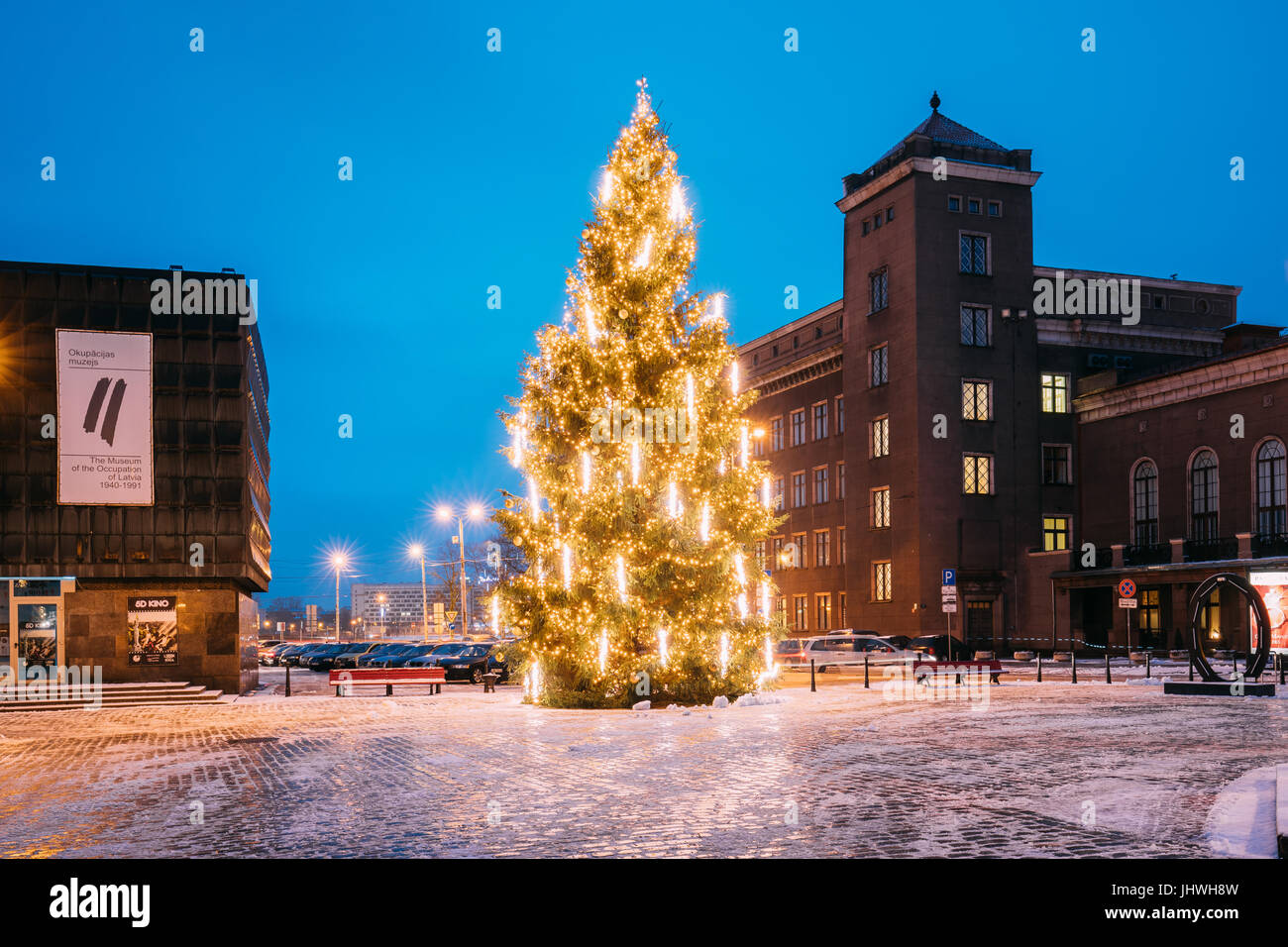Riga, Latvia - December 14, 2016: Winter Night View Of Museum Of The ...