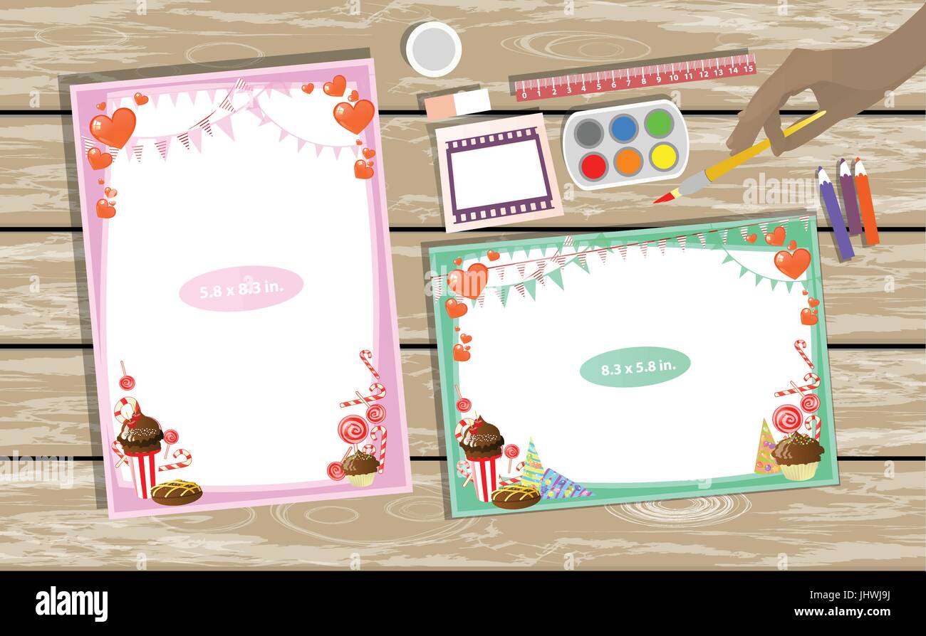 Photo frame on the table. Horizontal and vertical. Illustration for ...