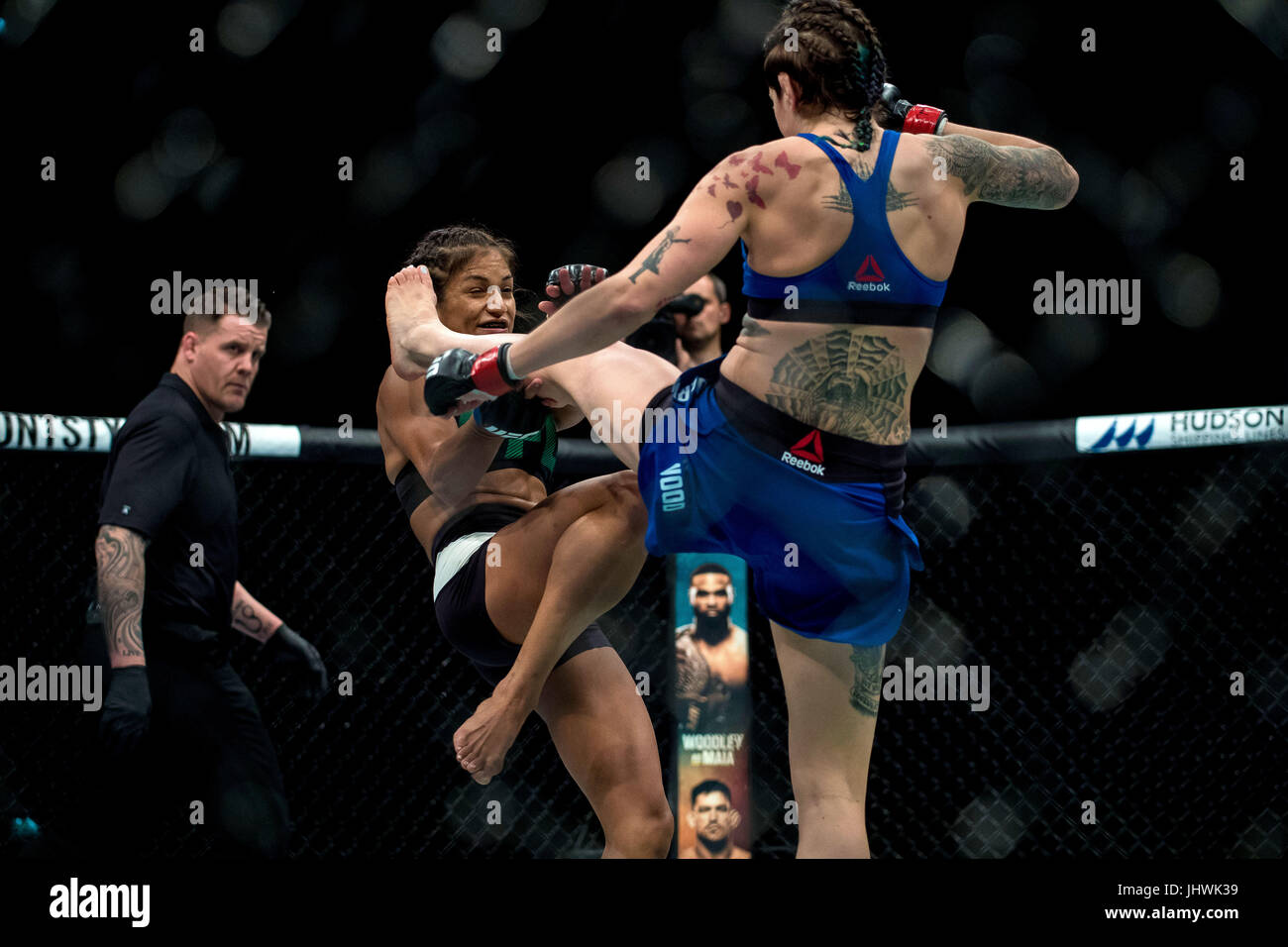 Joanne Calderwood (blue shorts) is defeated by Cynthia Calvillo in ...