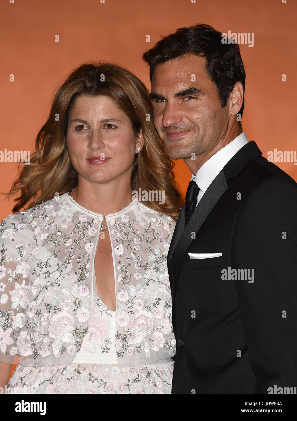 Roger and Mirka Federer arriving at the Wimbledon Champions Dinner 2017 ...