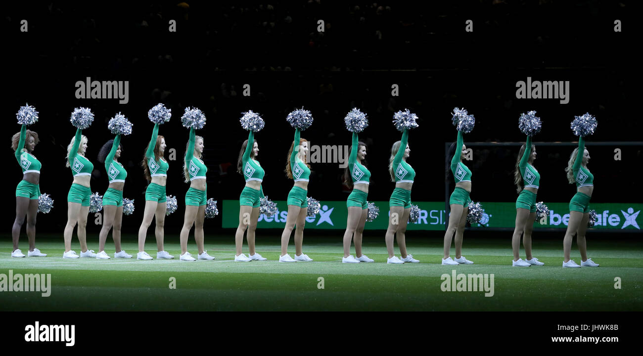 The Star Sixes cheer leaders perform during the final of the Star Sixes ...