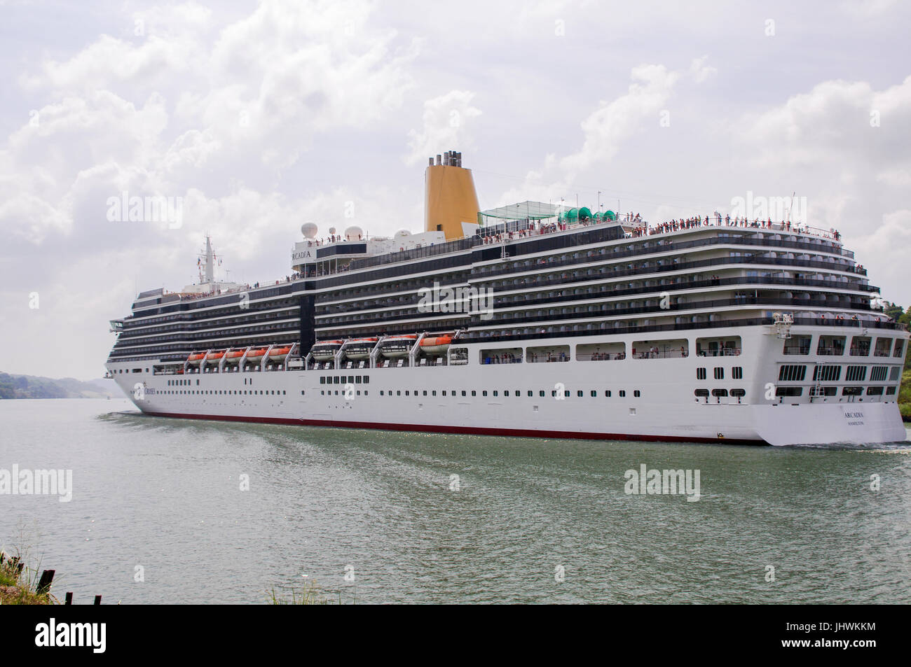 The Arcadia Cruise ship in the Panama Canal Stock Photo - Alamy