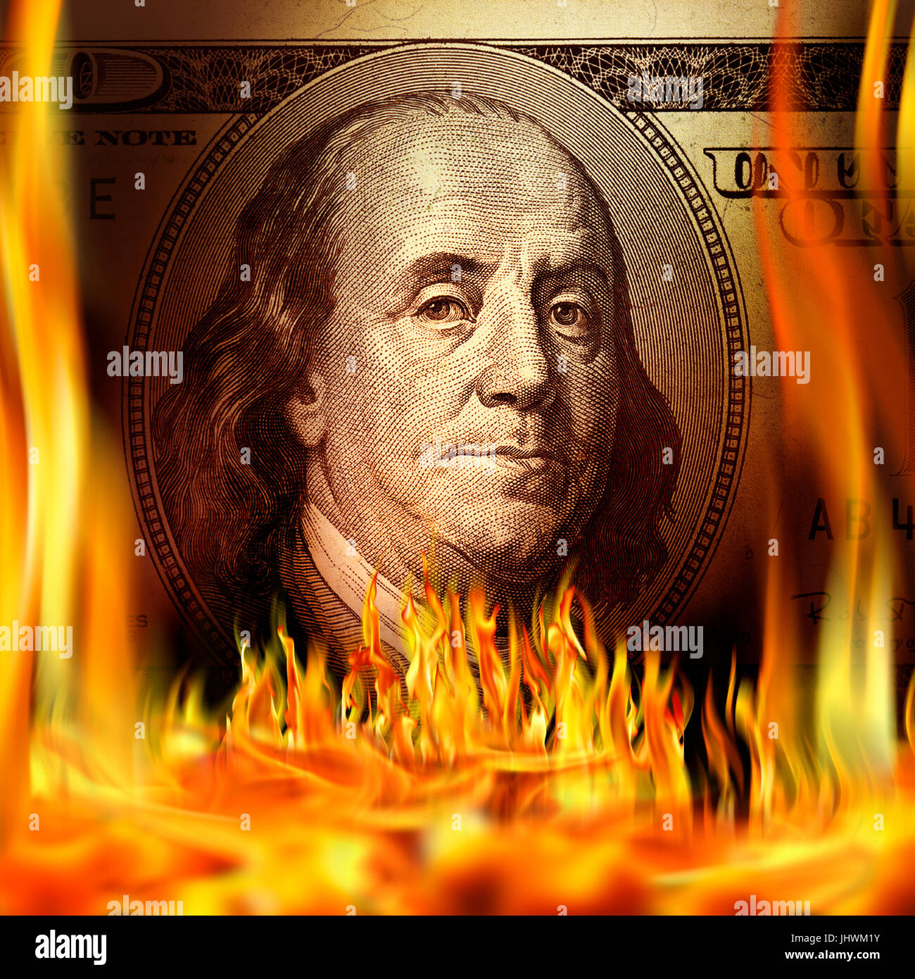 Burning one hundred dollar bill hi-res stock photography and images - Alamy