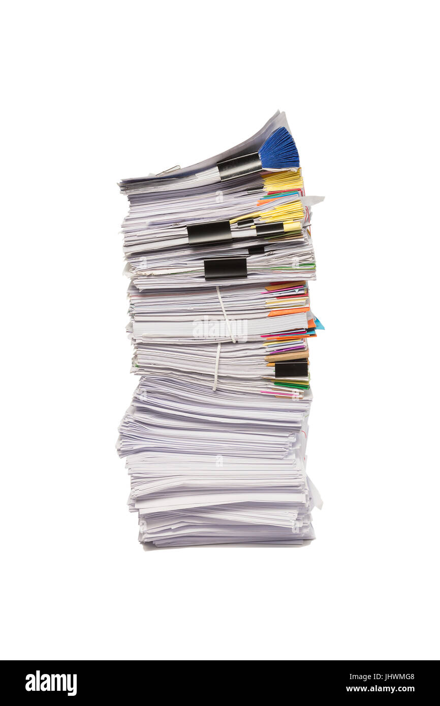 Stack of business papers isolated on white background Stock Photo - Alamy