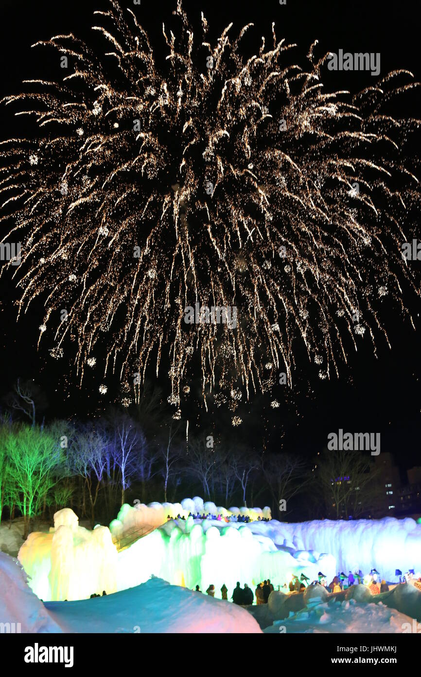 Fireworks over ice pavilion Stock Photo - Alamy