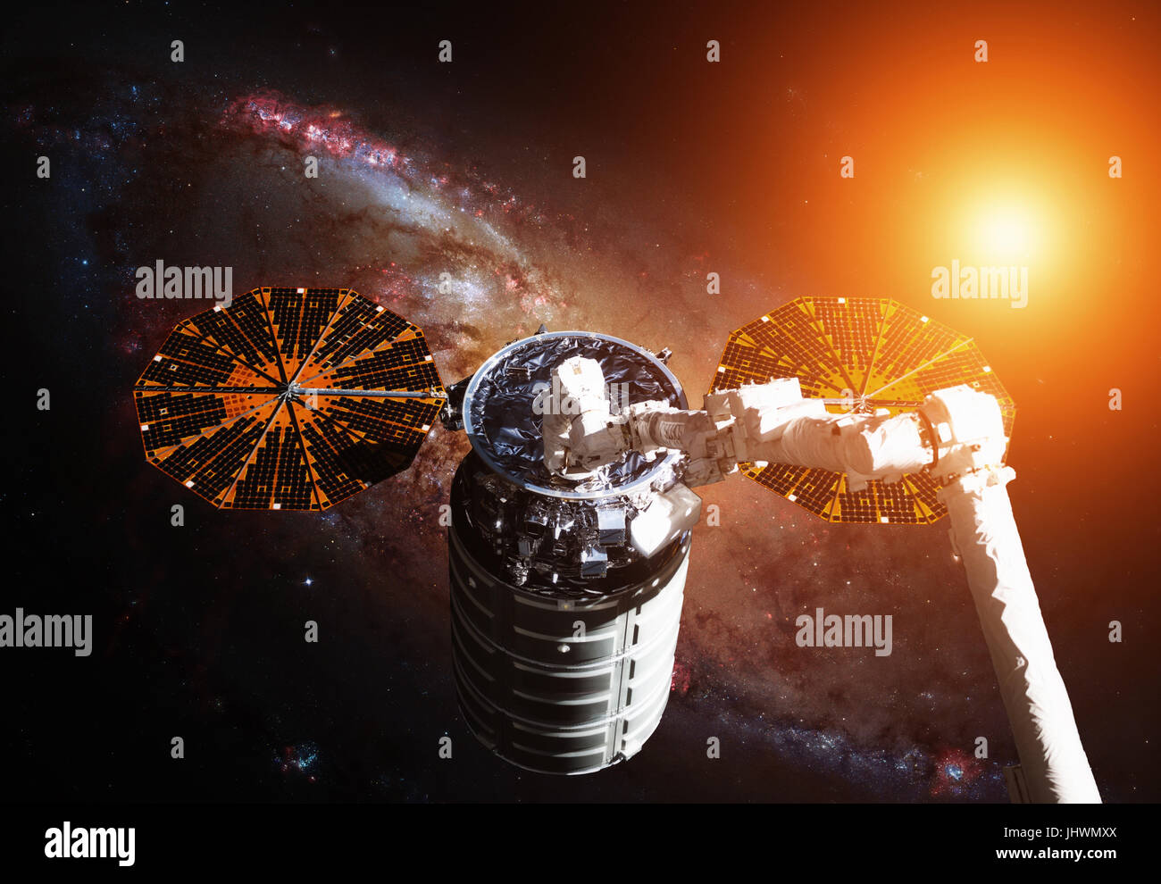 The Cygnus spacecraft in open space. Elements of this image furnished ...