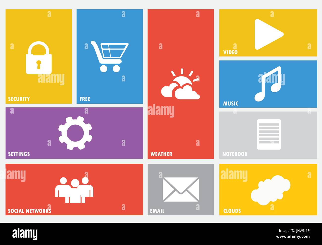 Modern colorful user interface vector layout in flat design with simple ...