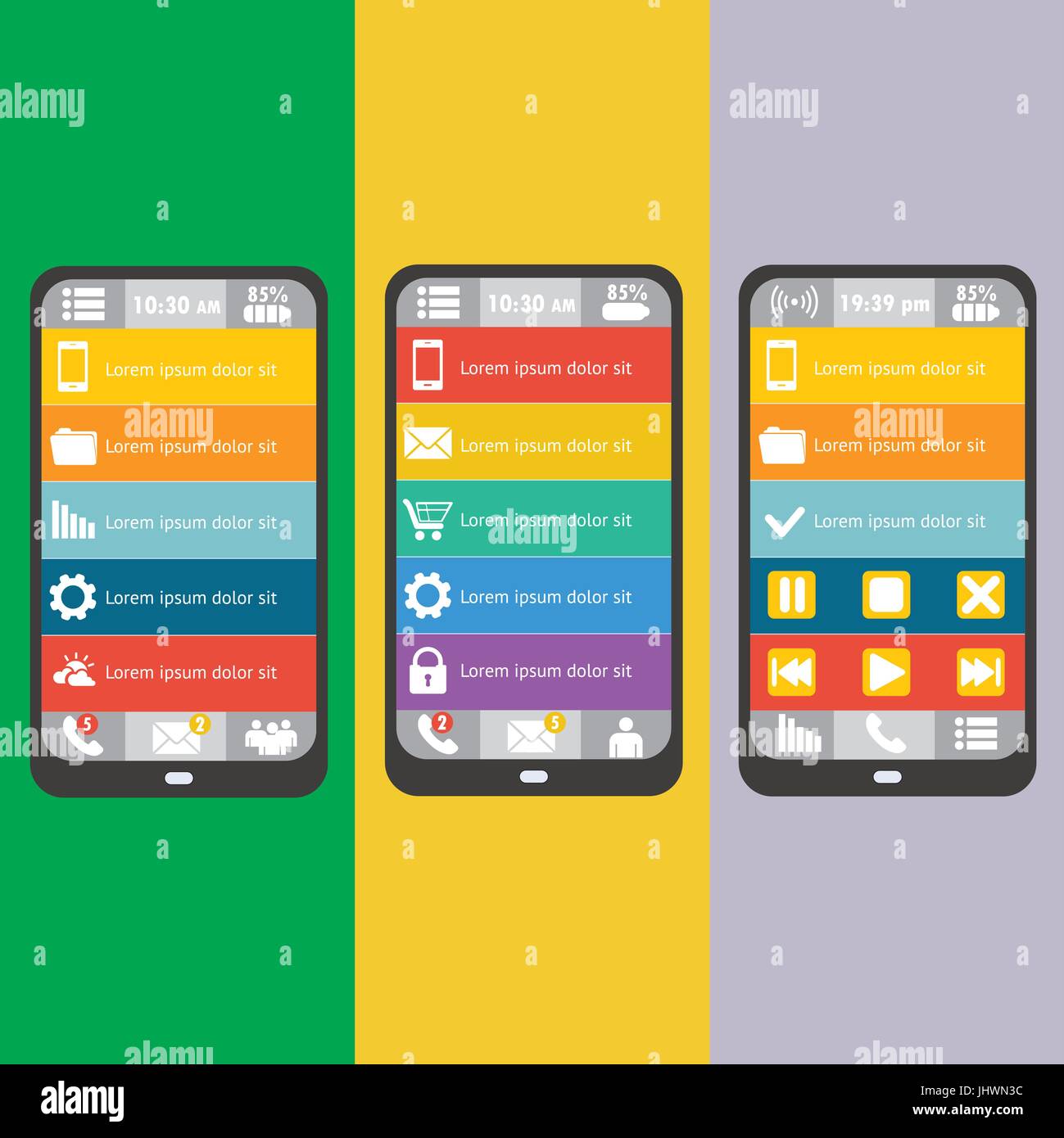 Set mobile elements, vector illustration Stock Vector Image & Art - Alamy