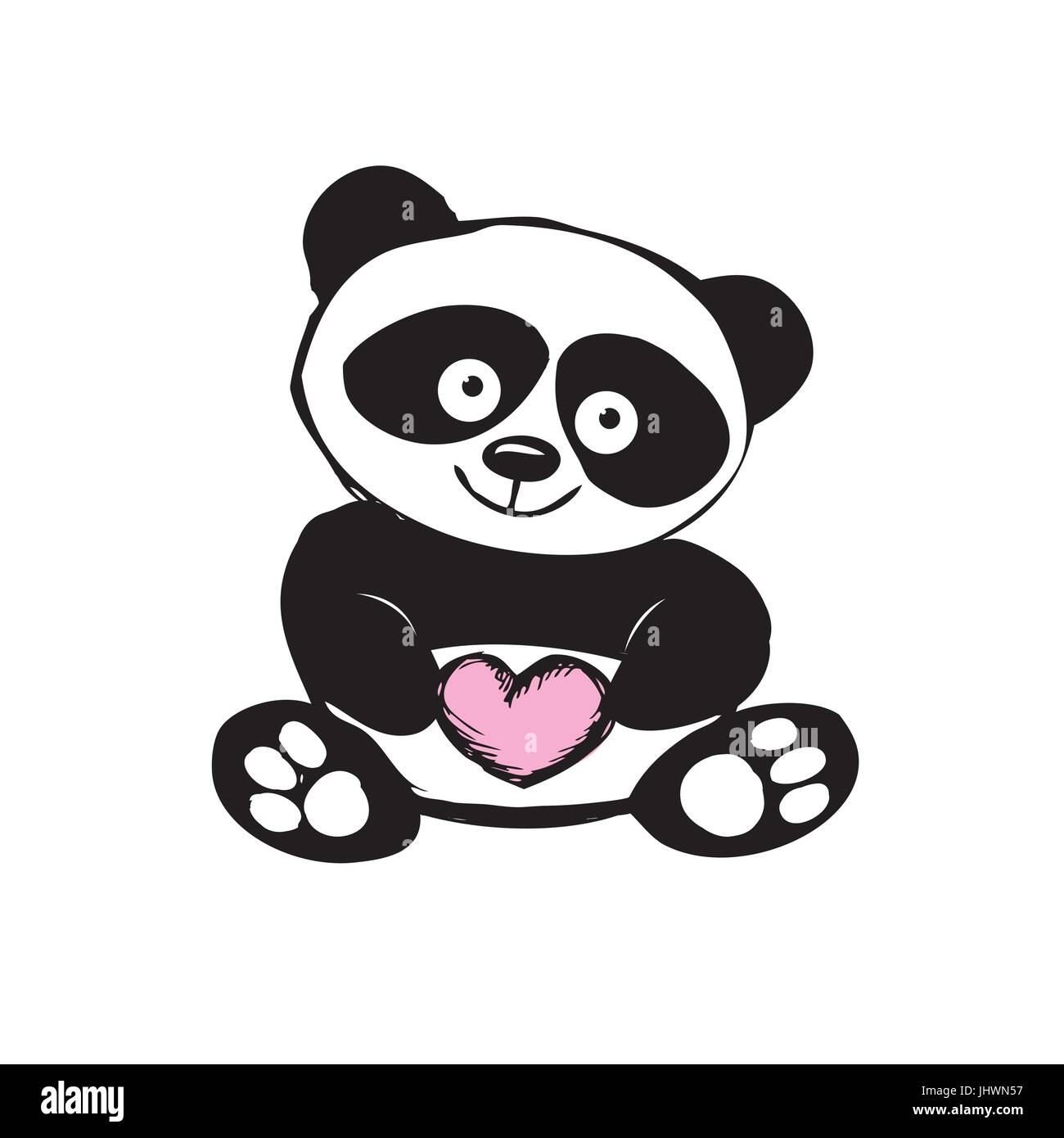 Little cute panda isolated on white Stock Vector Image & Art - Alamy