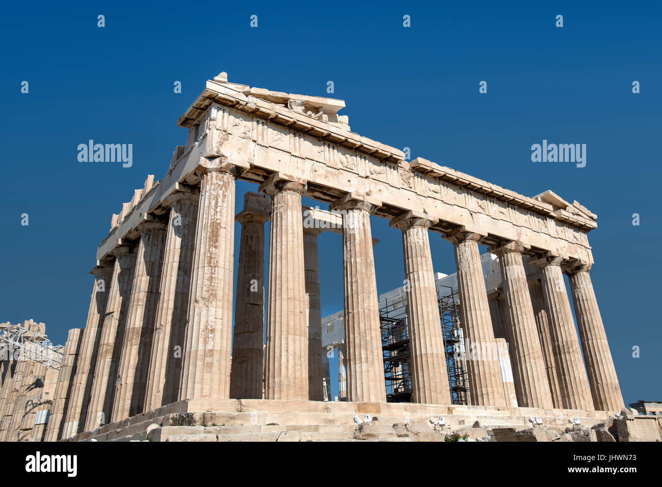 The Parthenon antique temple seen from its eastern side, Acropolis ...