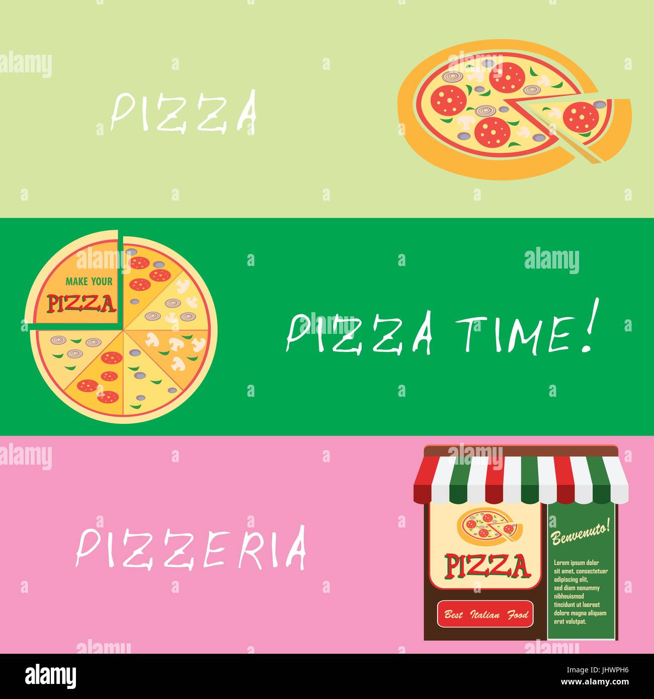 Banners of pizza design. Vector illustration Stock Vector Image & Art ...