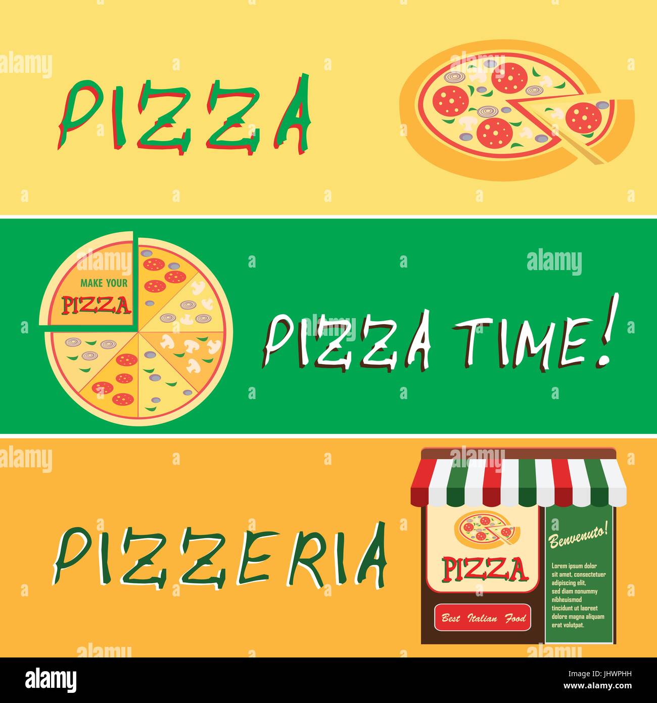 Banners of pizza design. Vector illustration Stock Vector Image & Art ...