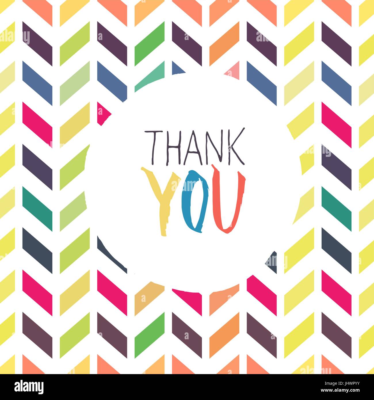 Thank you card with chevron colorful background Stock Vector Image ...