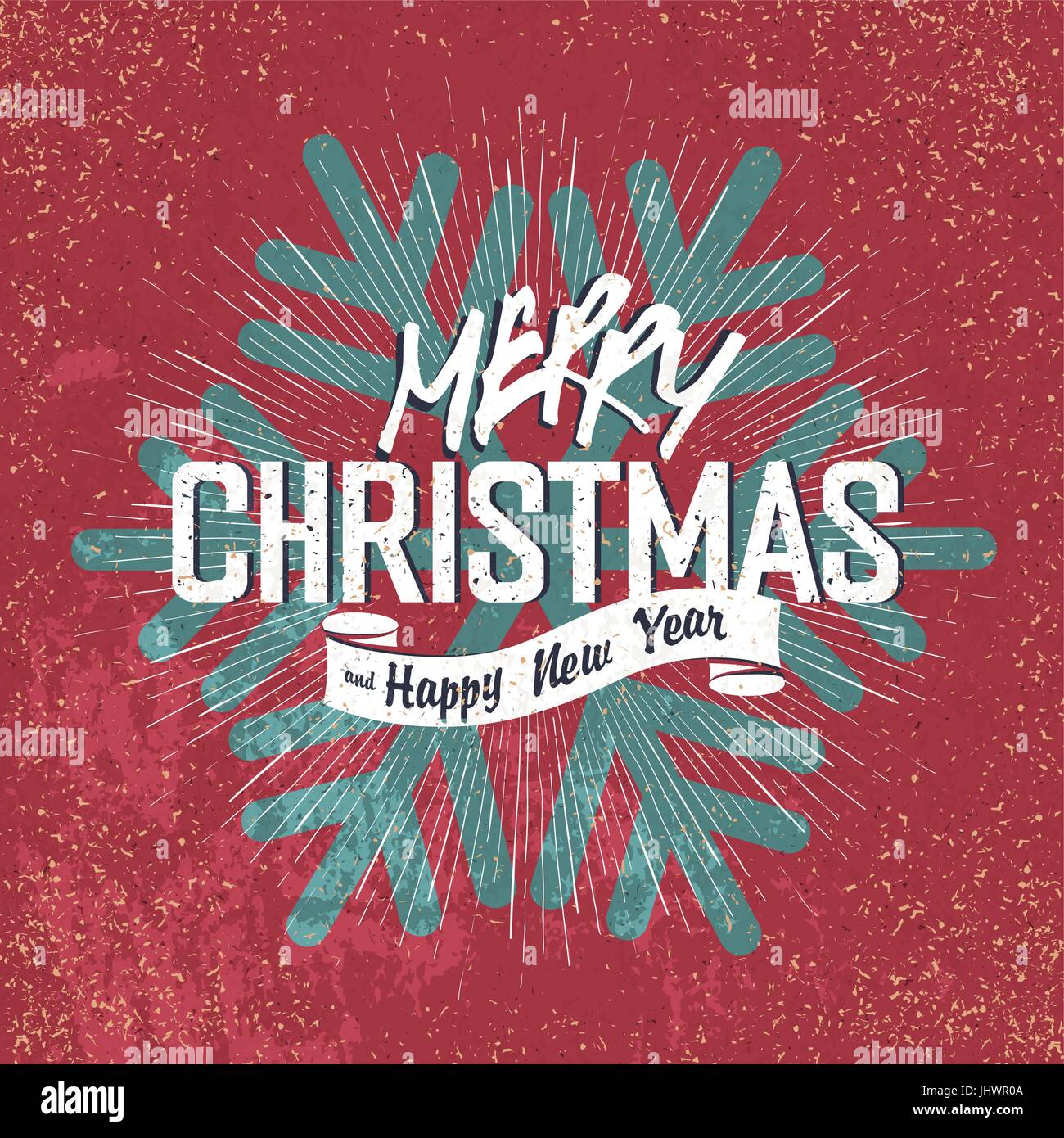 Merry Christmas Vintage Lettering with Christmas snowflake silhouette ...