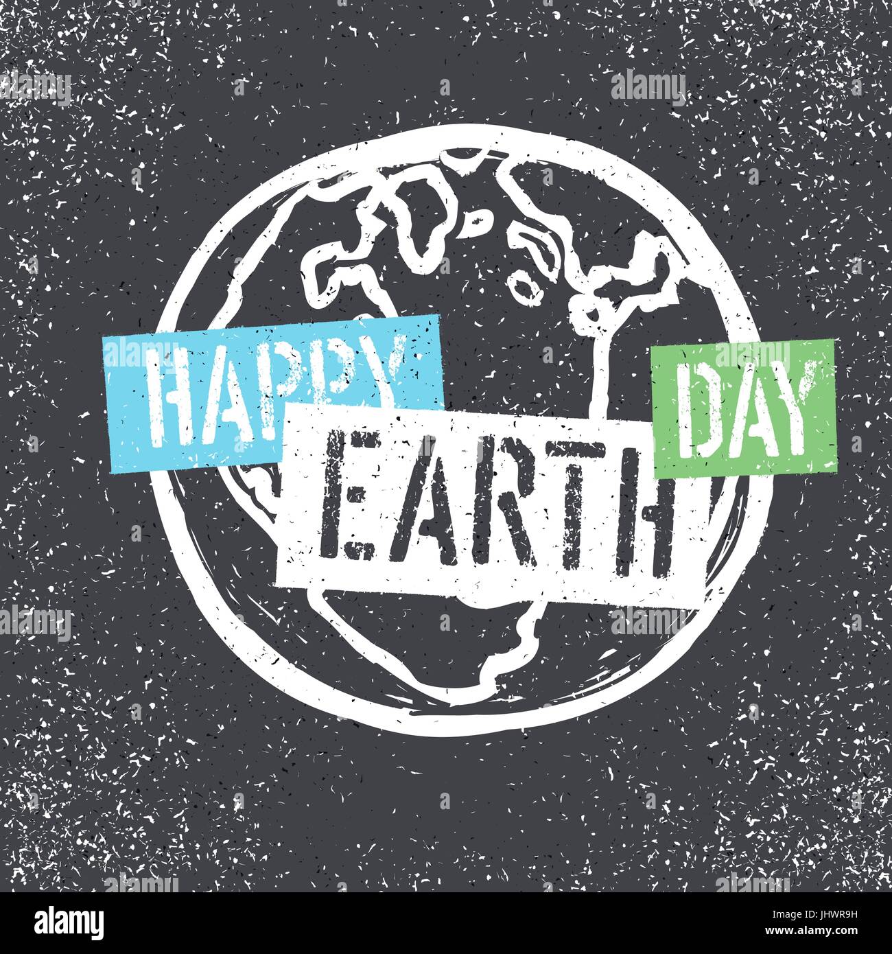 Happy Earth Day. Grunge lettering with Earth Symbol. Stencil grunge ...