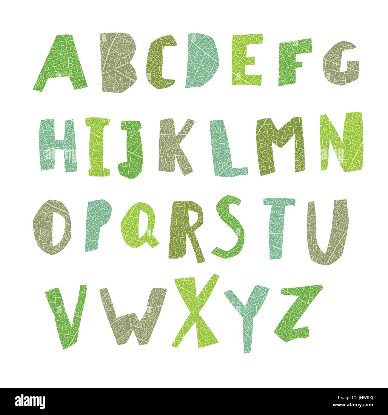 Leaf Cut Alphabet. Easy edited colors of letters. Capital letters. Each ...