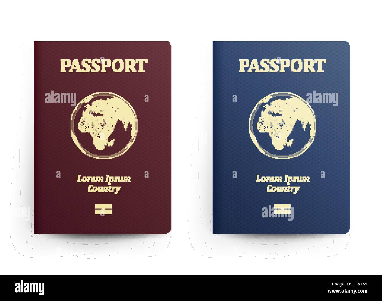 Passport With Map. Africa. Realistic Vector Illustration. Red And Blue ...