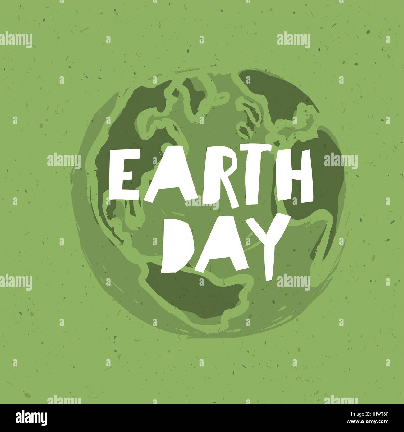 Happy Earth Day Poster. Symbolic Earth illustration on the green toned ...