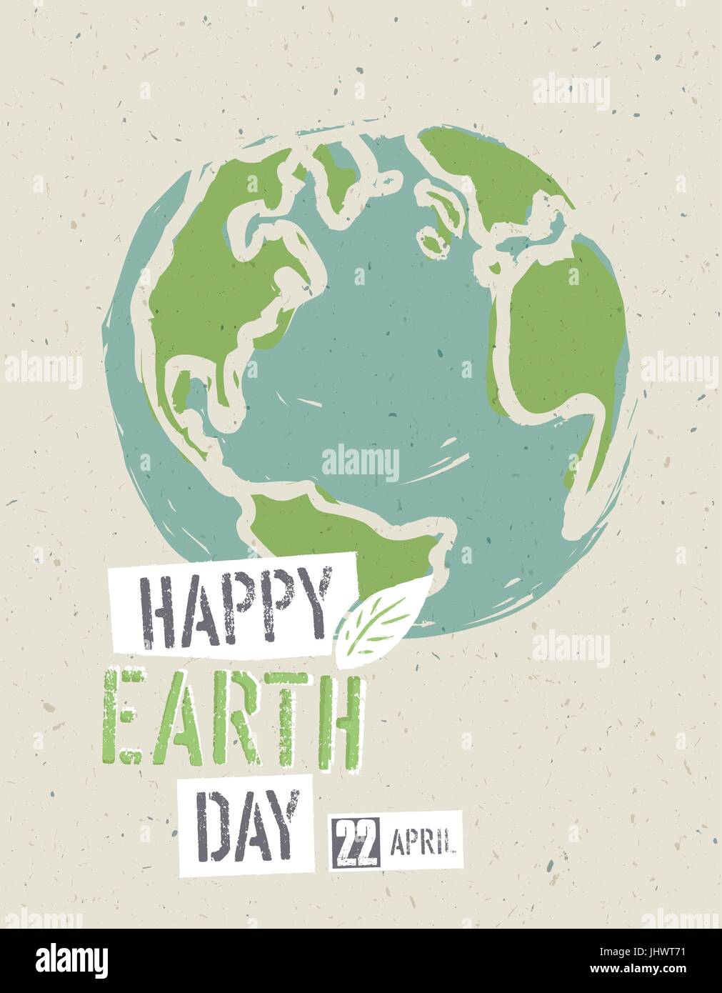 Happy Earth Day Poster. Earth on the recycled paper texture. 22 April ...