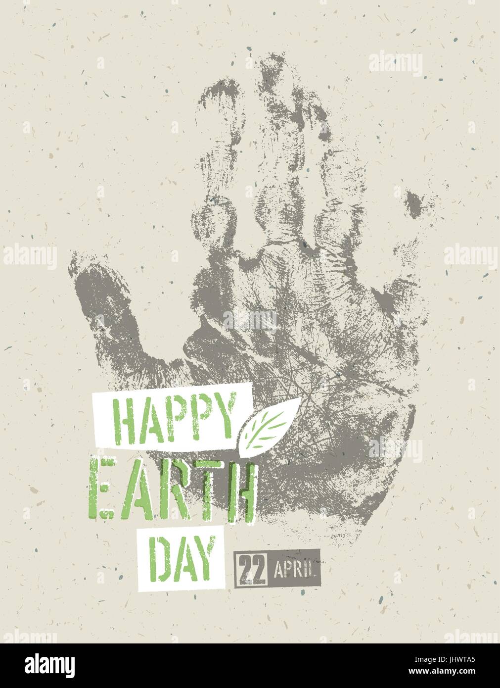 Happy Earth Day Poster. Symbolic hand-print on the recycled paper ...