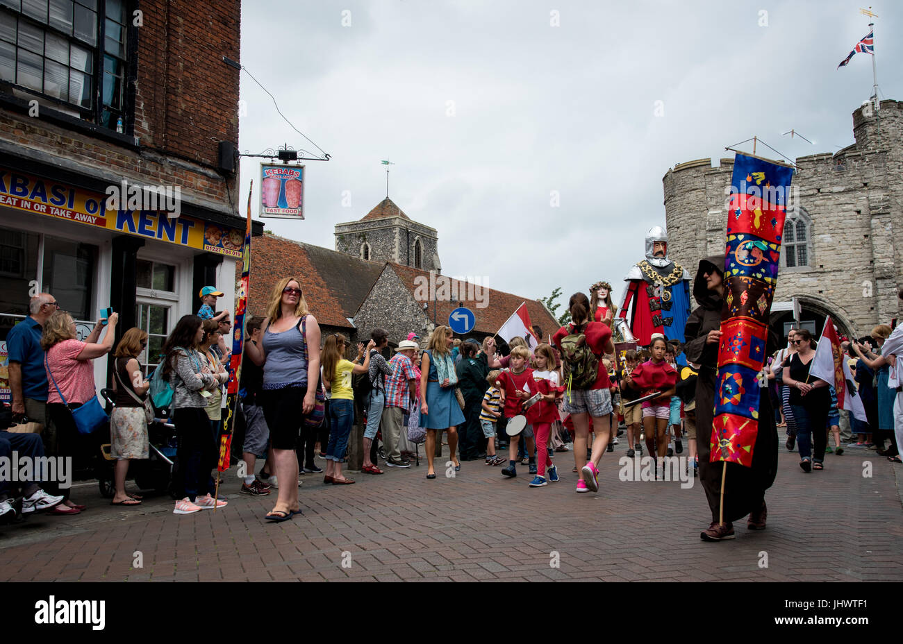 Canterbury, Kent, United Kingdom - 8 July 2017: People parading at the ...