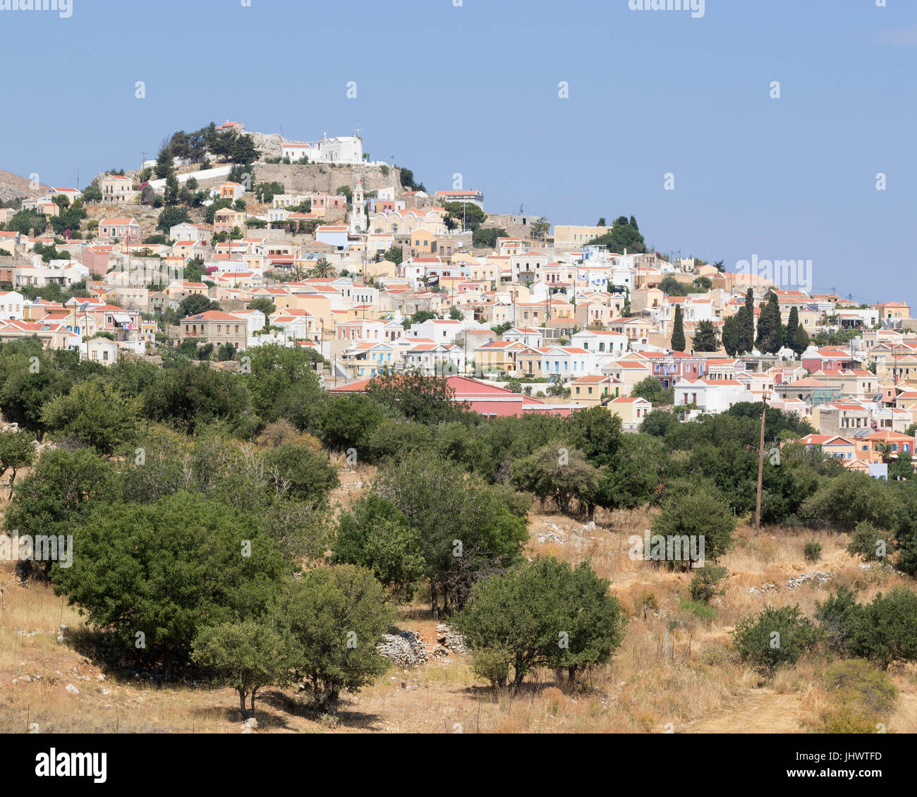 Symi Island, South Aegean, Greece - part of Horio, the upper town ...