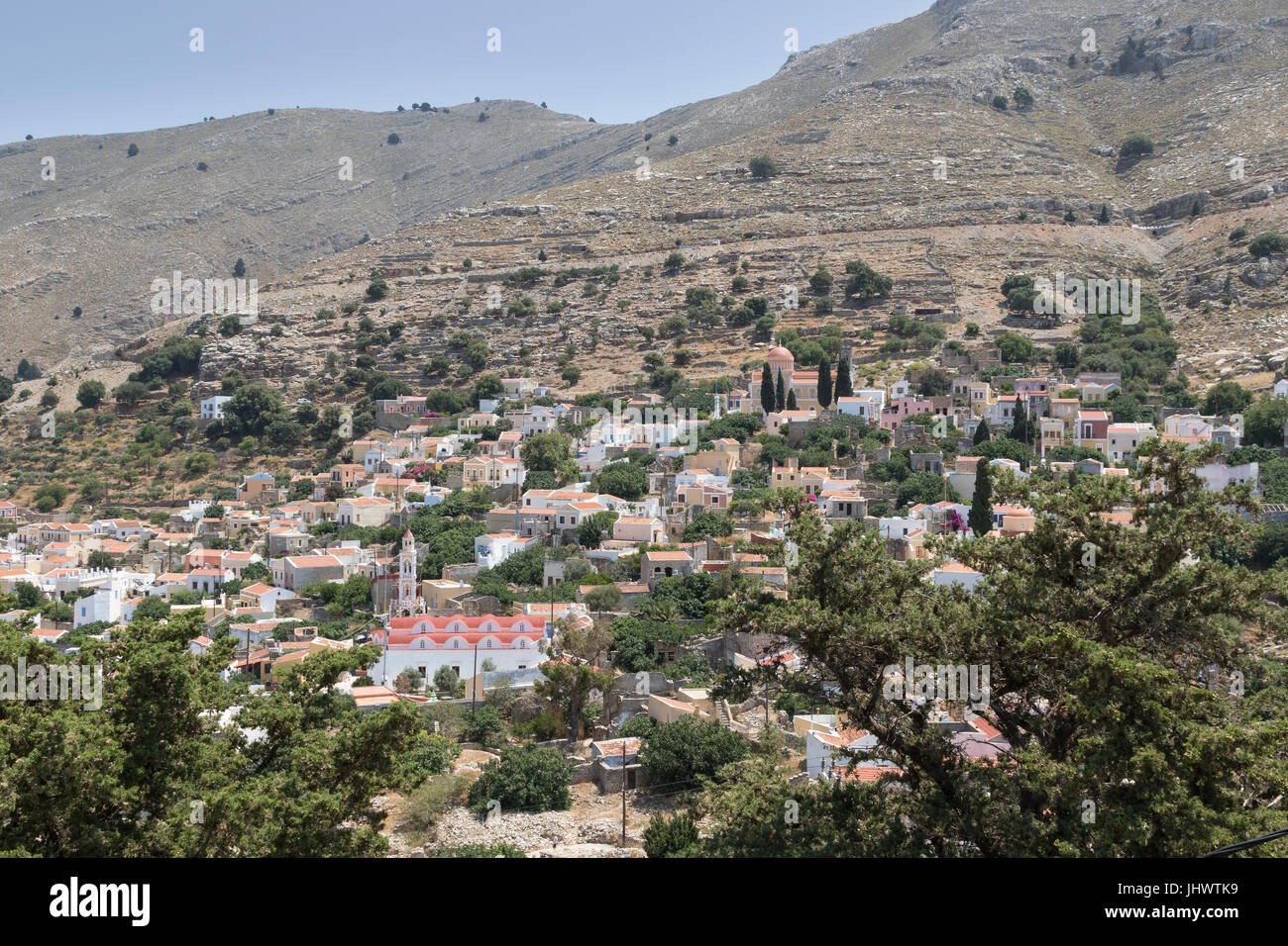 Symi Island, South Aegean, Greece - part of Horio, the upper town Stock ...