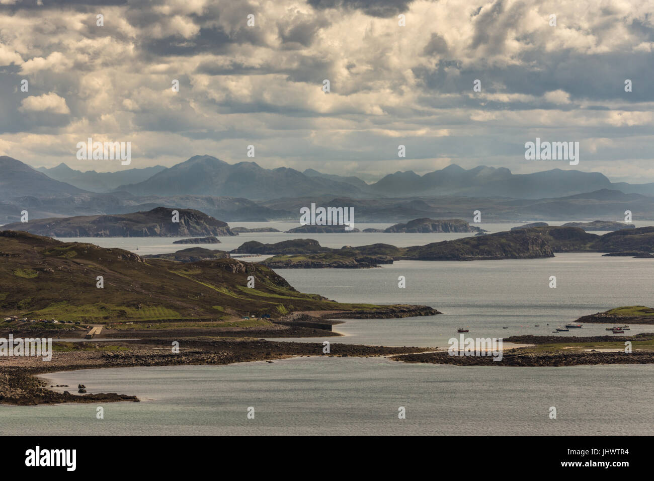 Assynt Peninsula, Scotland - June 7, 2012: Looking out from above ...