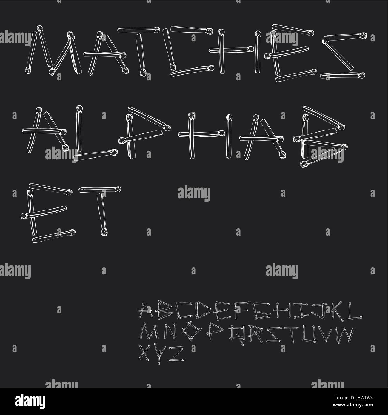 Matches. Matchstick alphabet. English alphabet made of safety match ...