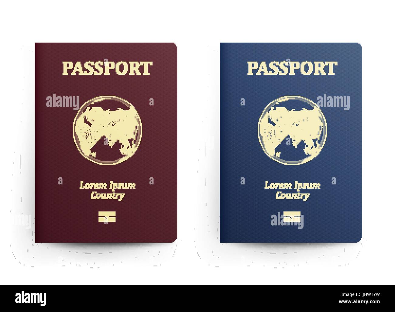 Passport With Map. Asia. Realistic Vector Illustration. Red And Blue ...