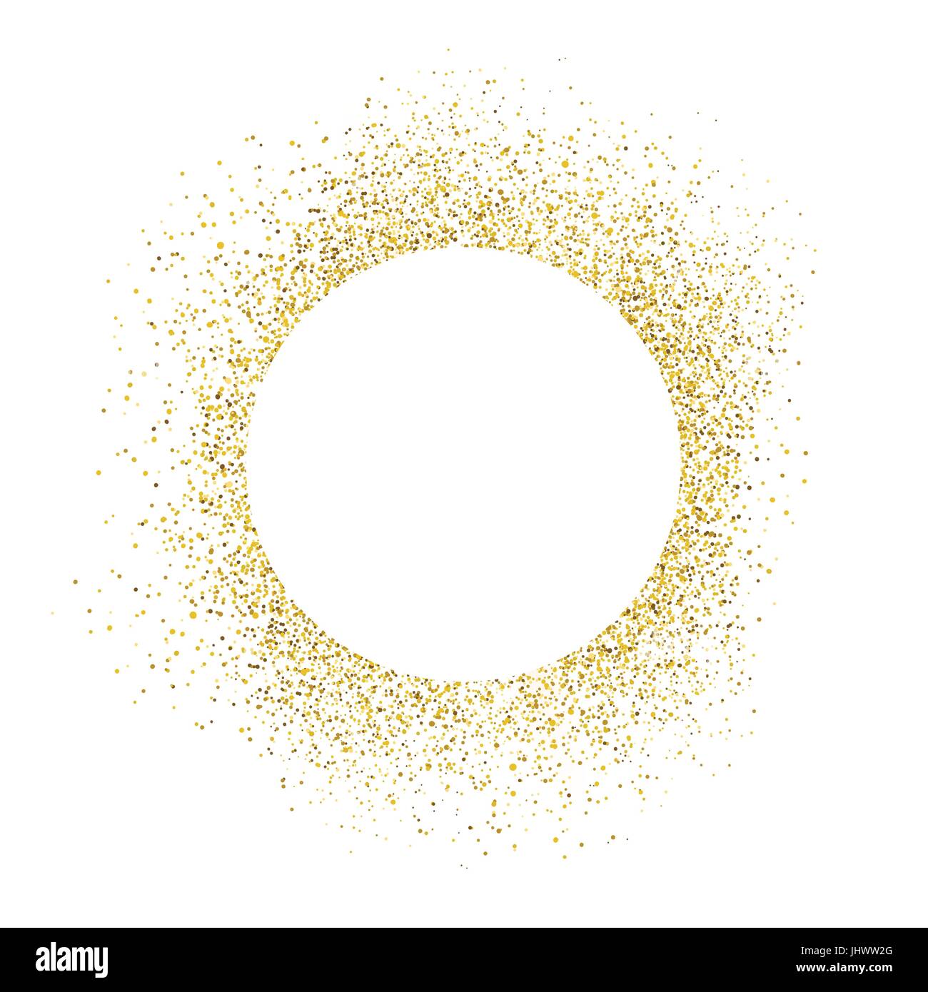 Gold sparkles on white background. White circle shape for text Stock ...