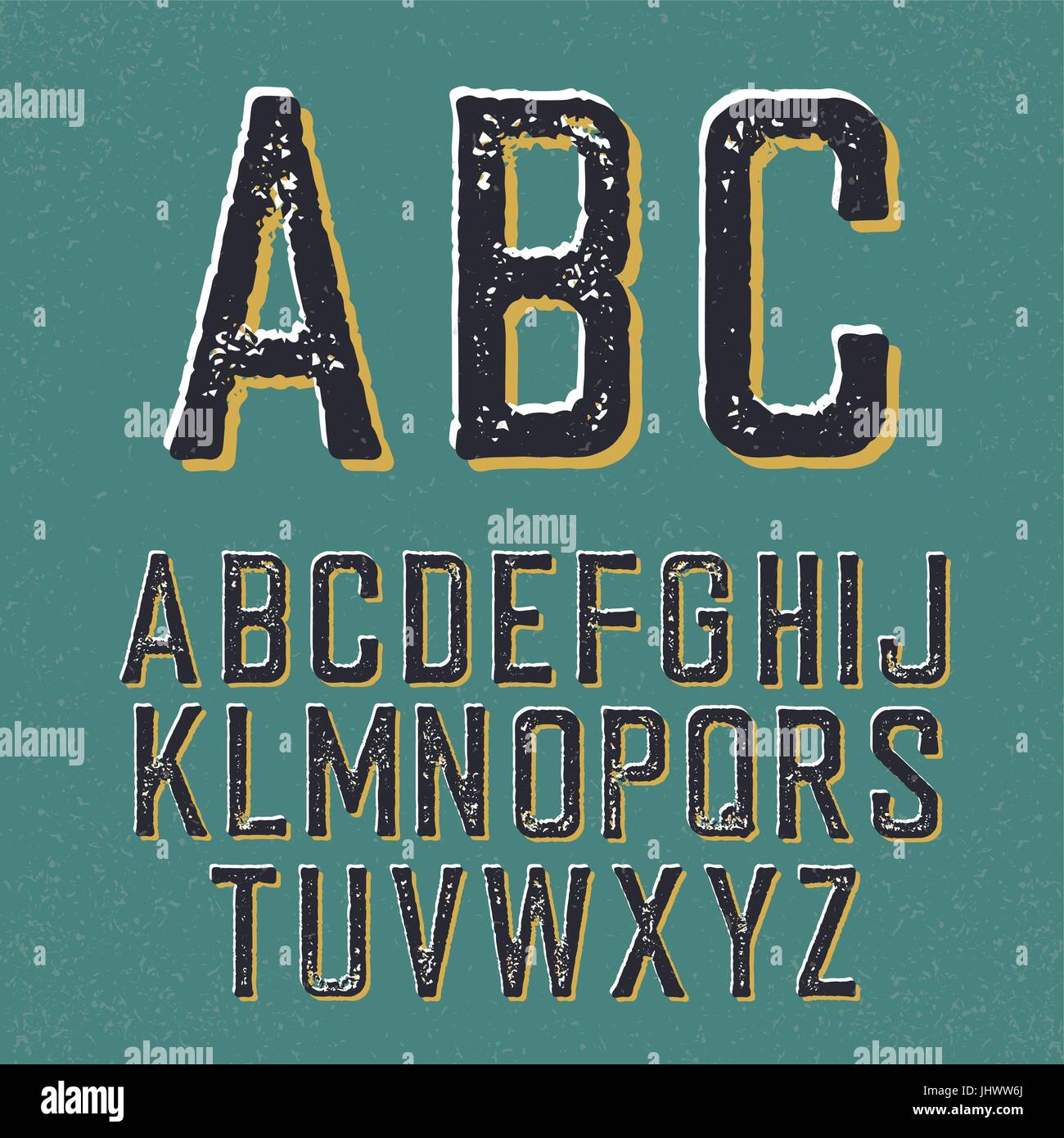 Vintage retro typeface. Stamped alphabet, with shadow Stock Vector ...
