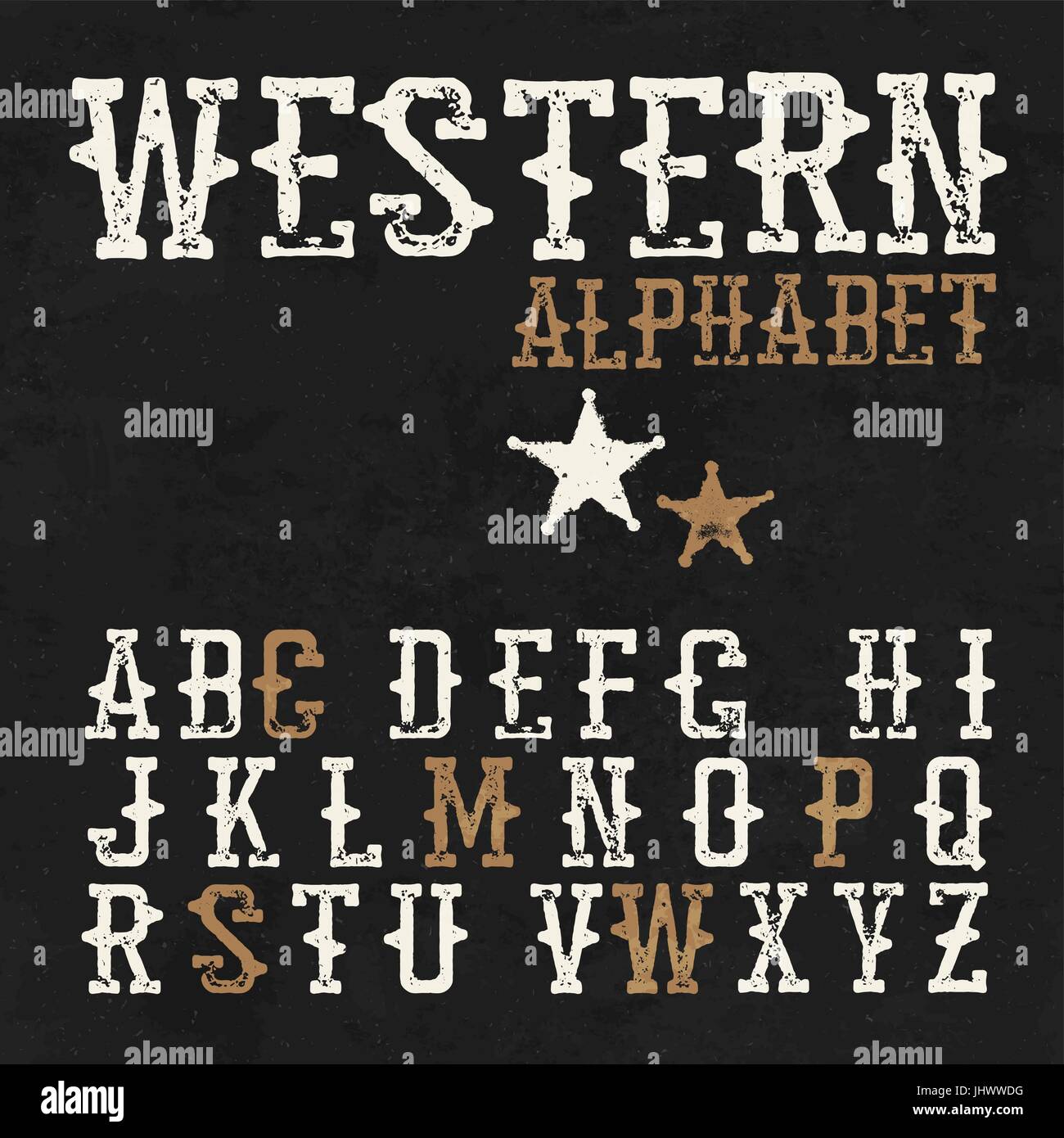 Western alphabet. On the blackboard background. Vintage letters. For ...