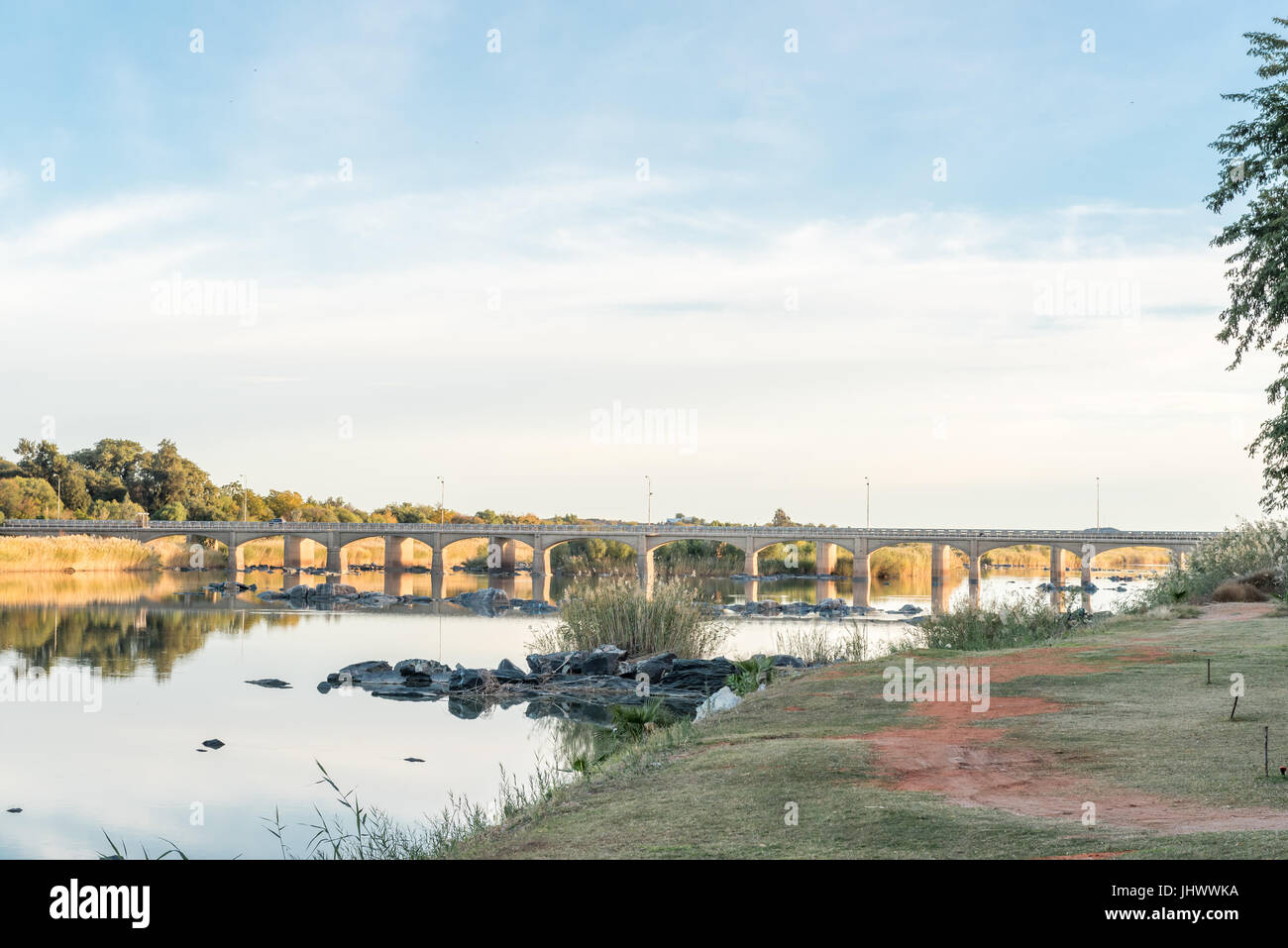 The road bridge over the Orange River at Upington, a town in the ...