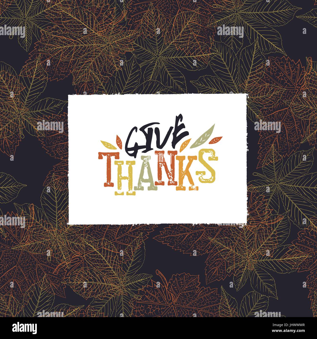 Give Thanks Postcard. Happy Thanksgiving greeting card design Stock ...
