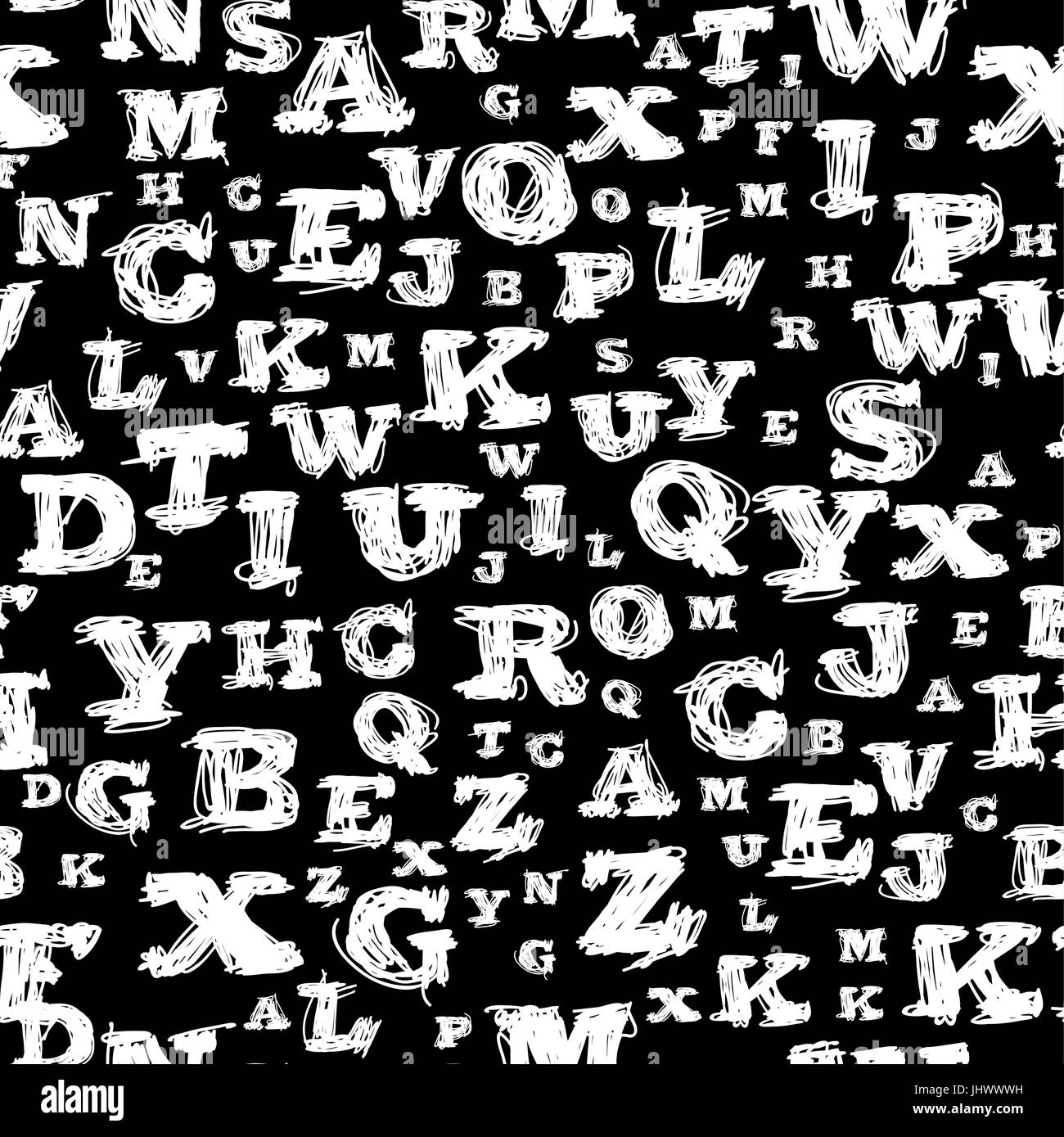 Sketch letters seamless pattern. Abstract alphabet background. Vector ...
