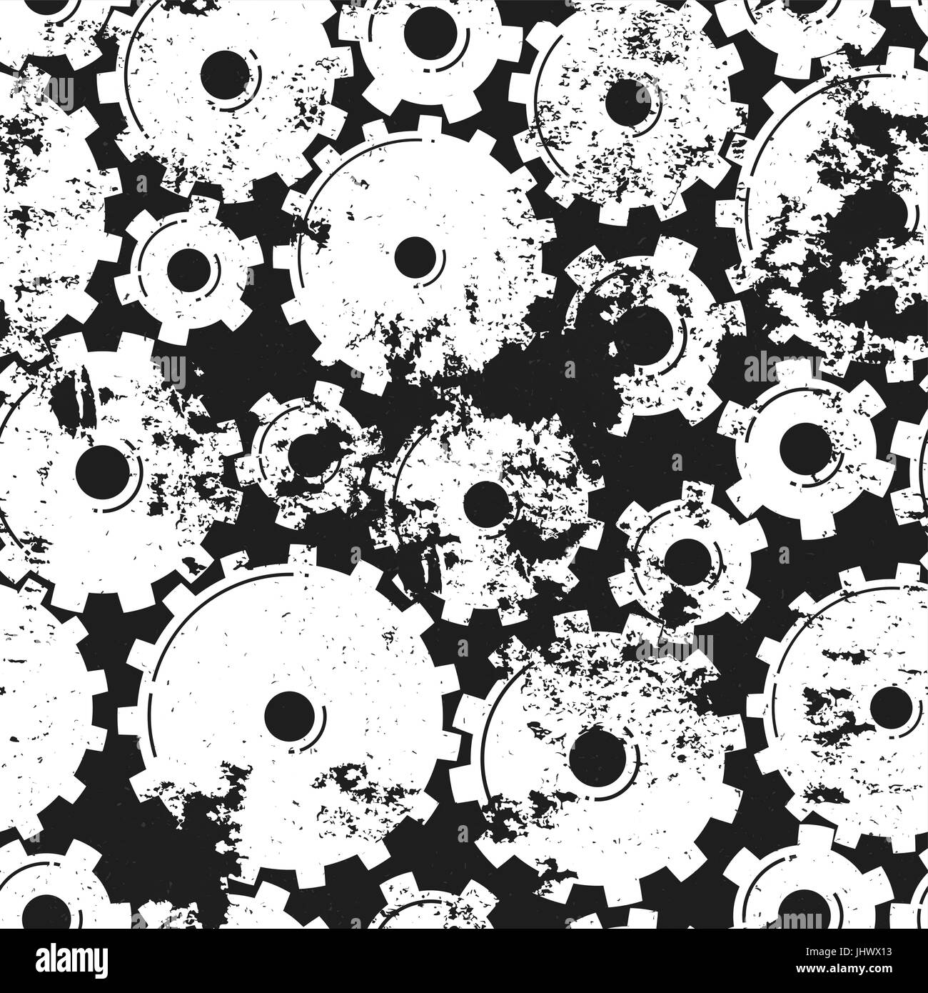 Gears Seamless Pattern. Mechanical grungy background. Vector ...