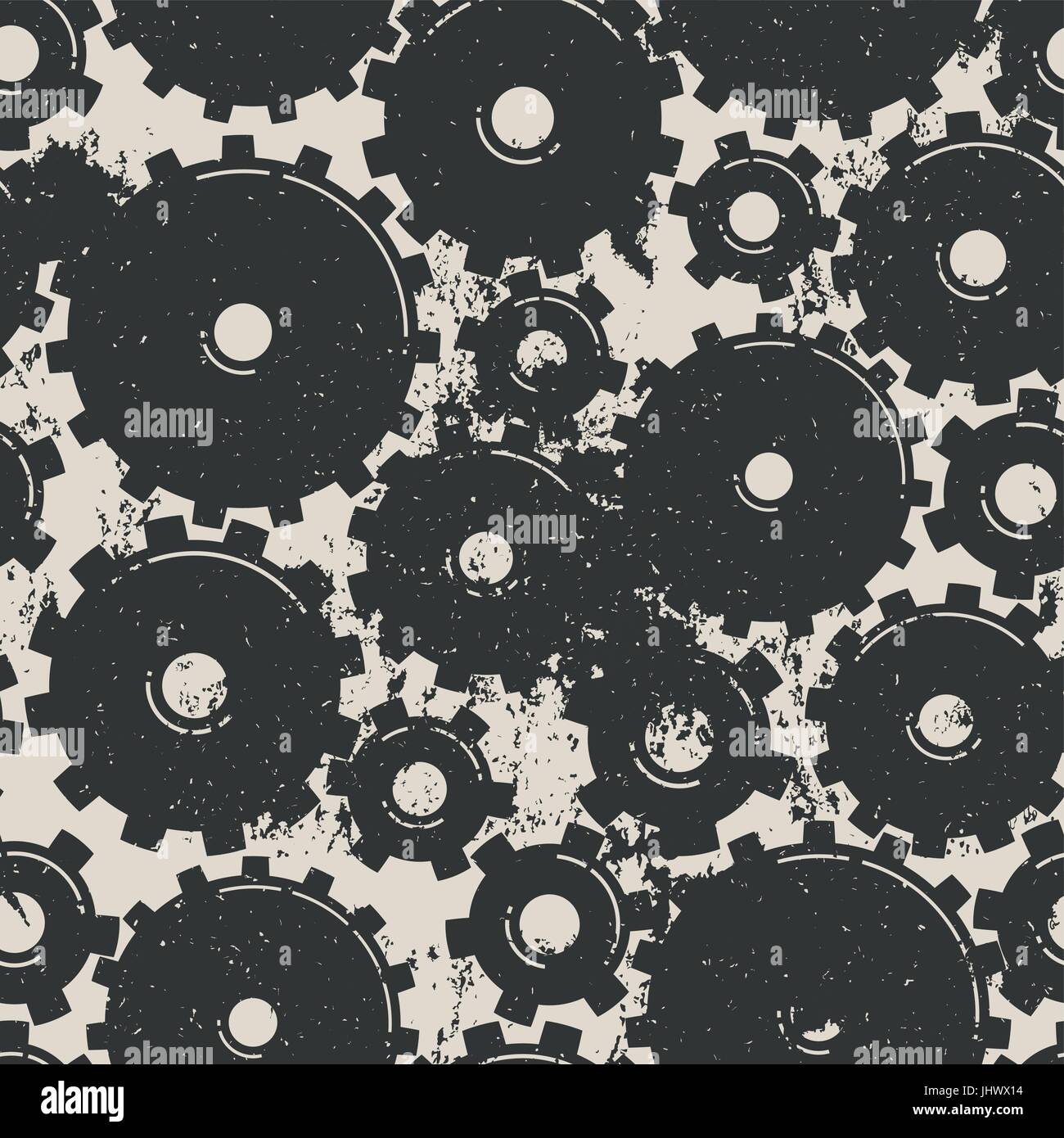 Gears Seamless Pattern. Mechanical grungy background. Vector ...