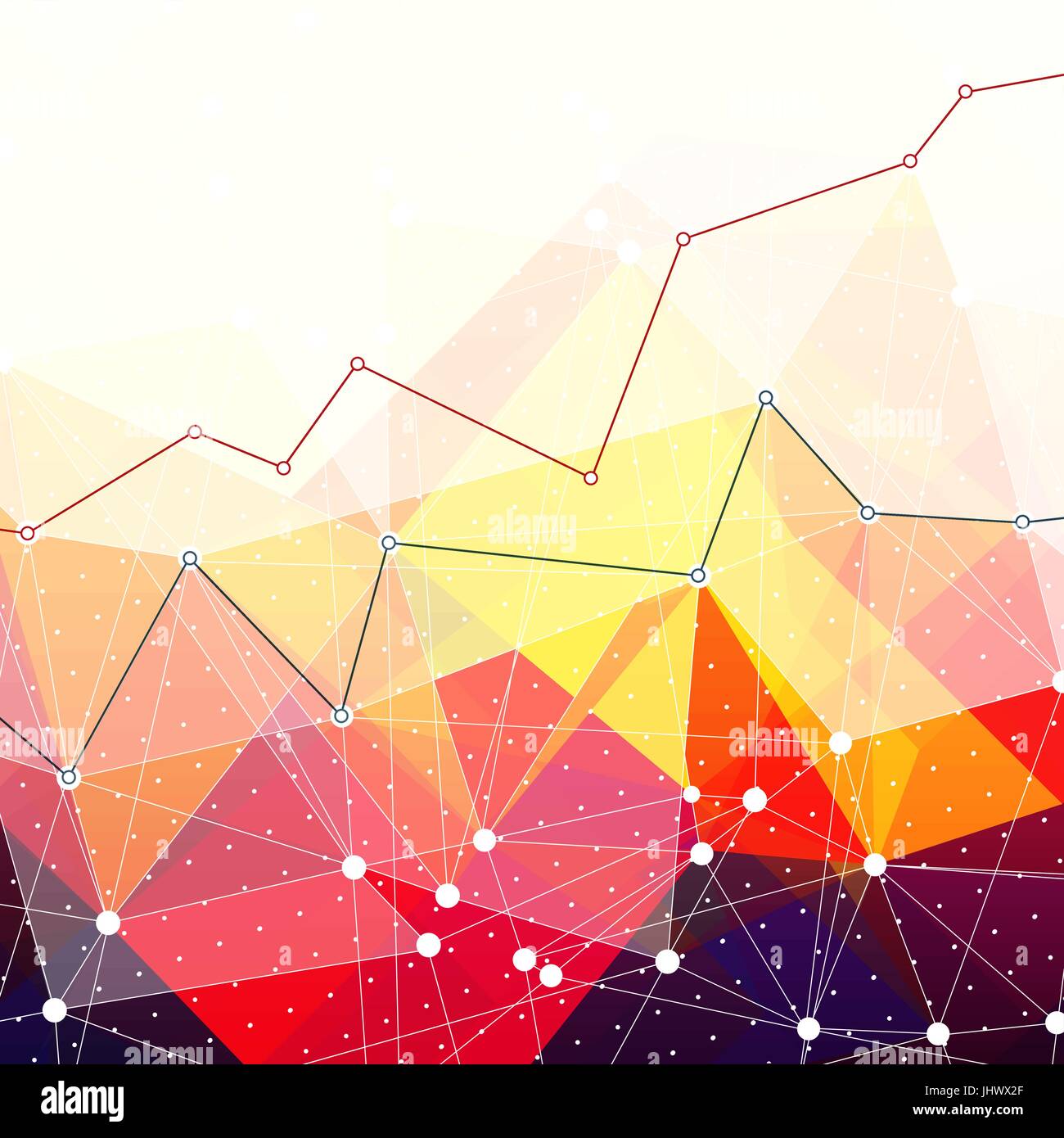 Abstract colorful triangles background. Business chart graph with lines ...