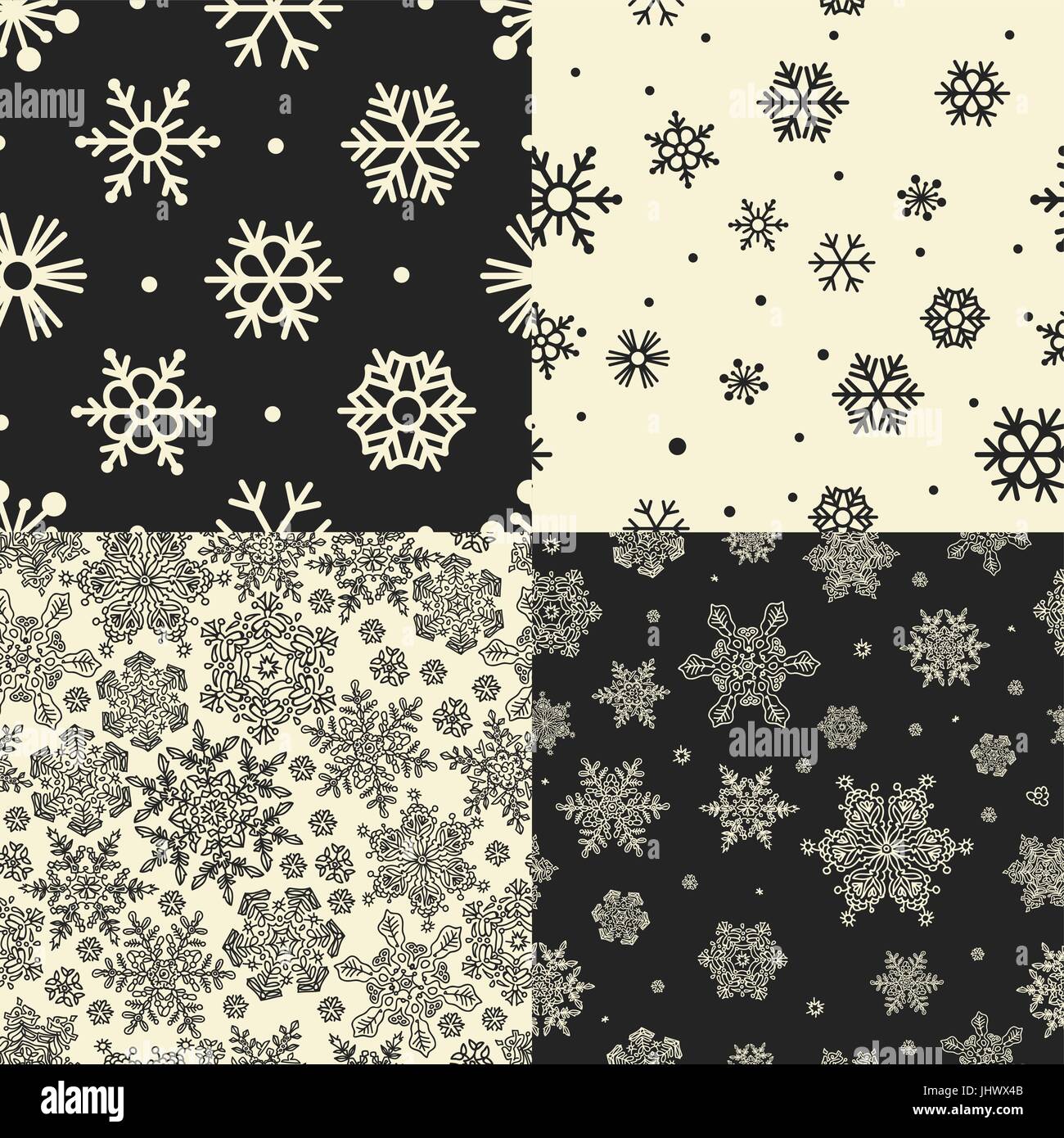 Seamless Snowflakes Patterns. Vector set Stock Vector Image & Art - Alamy