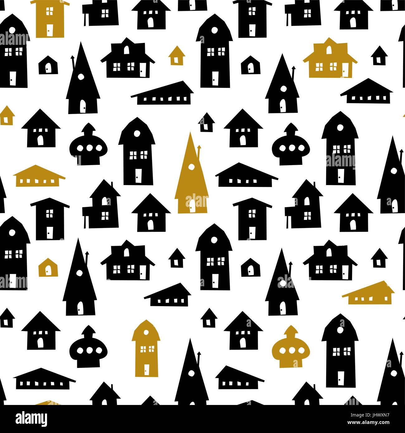 Houses. Seamless pattern. Vector Illustration. Old town background ...