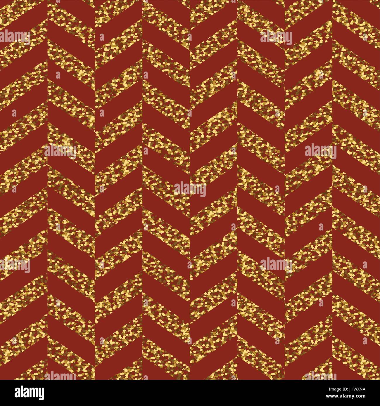 Christmas Seamless chevron pattern. Red and gold. Glittering golden ...