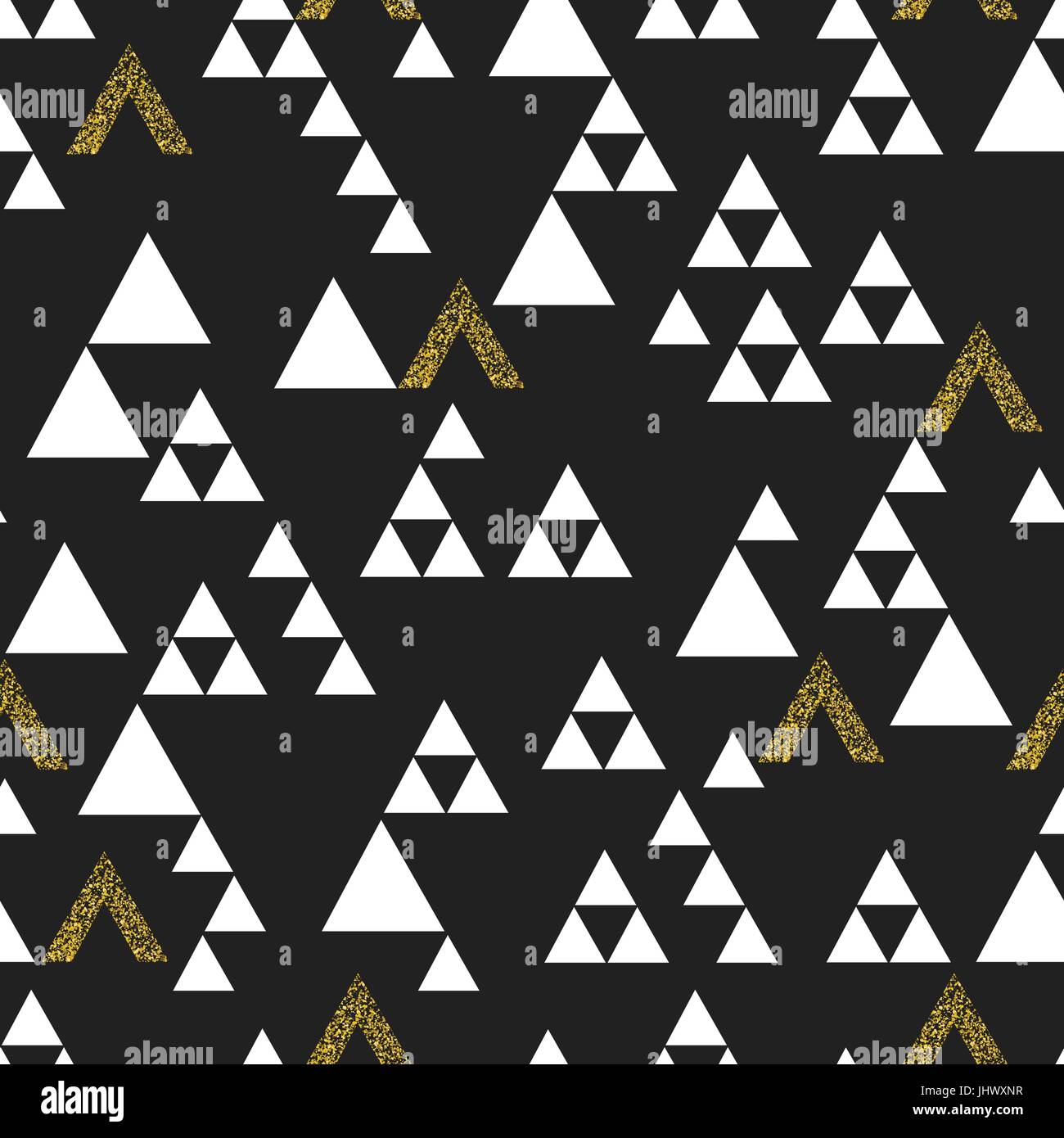 Gold geometric triangle seamless pattern. On black background. Vector ...