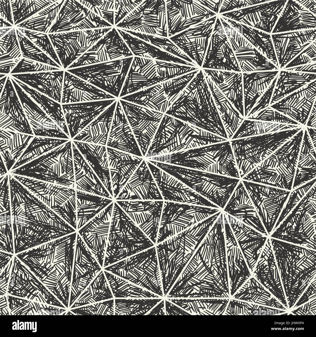 Abstract artistic hand drawn pattern. Wire-frame triangle structure ...