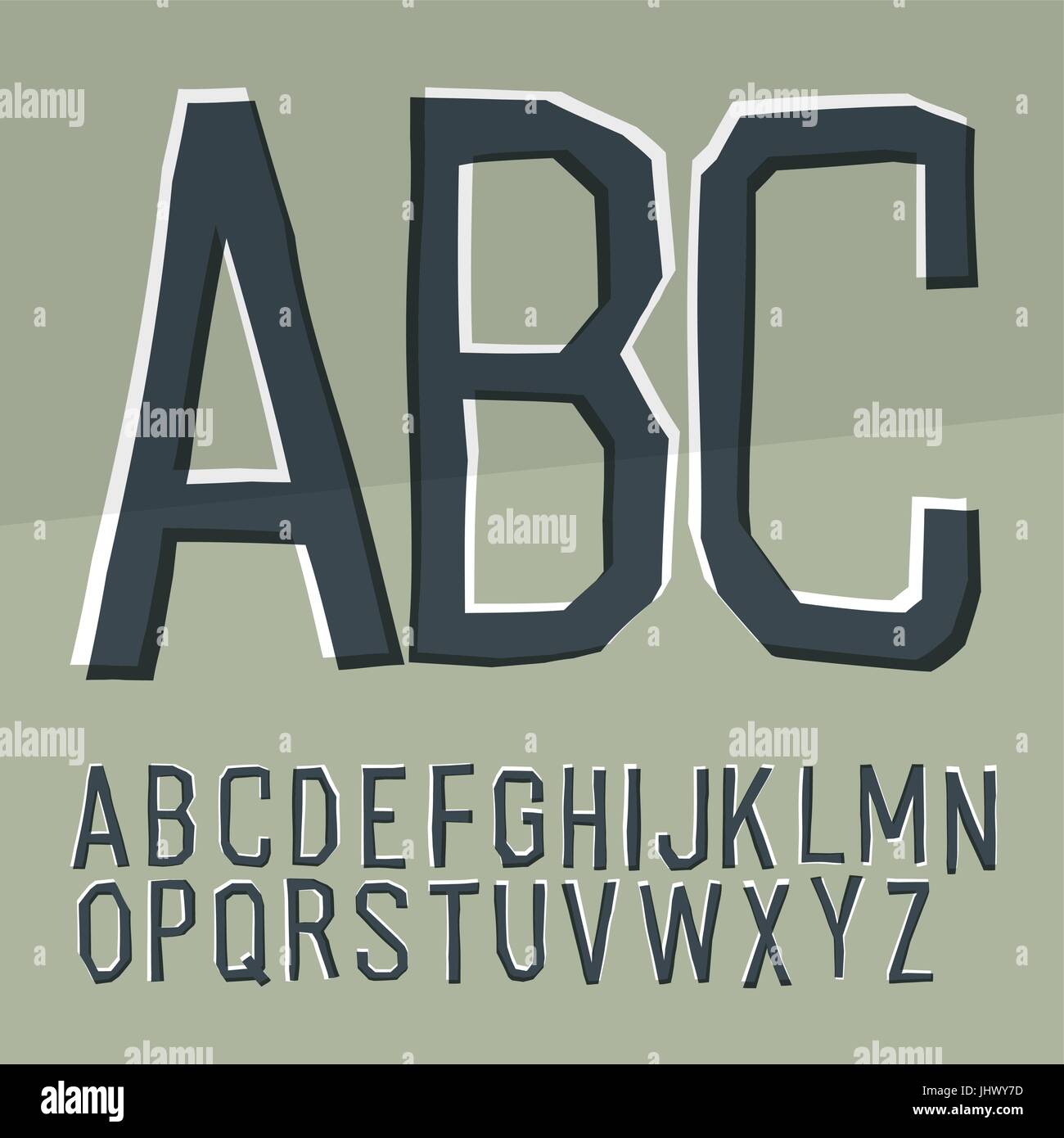 Cut off alphabet. Cartoon style. Elementary hand drawn font Stock ...