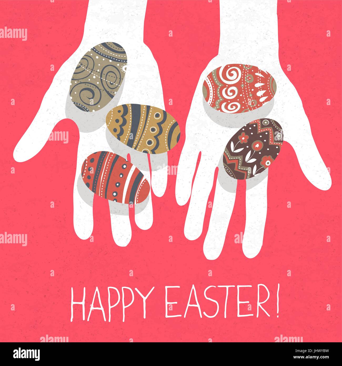 Easter eggs in hands and "Happy Easter" greetings Stock Vector Image ...