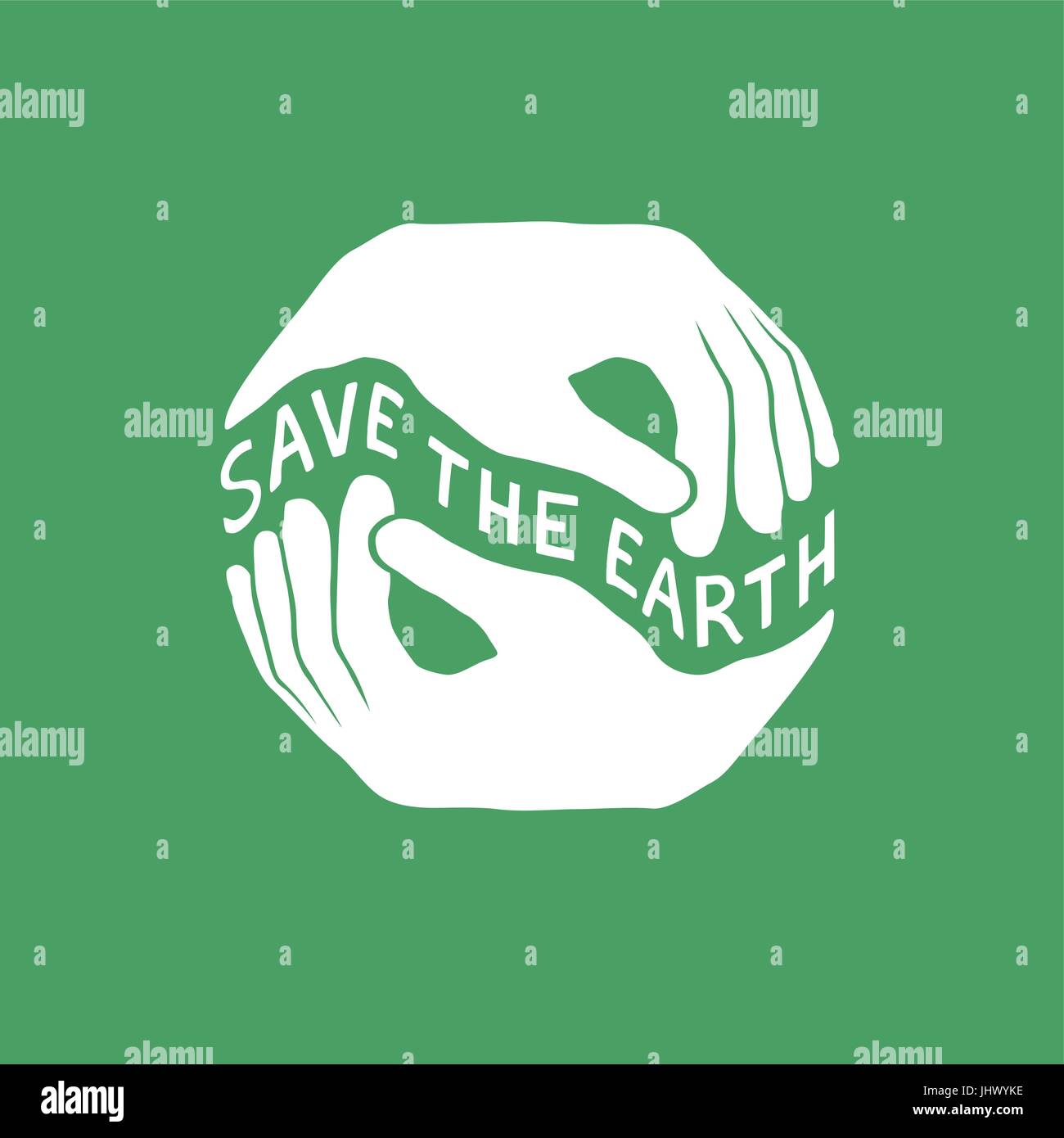 Save the Earth. Earth day concept. Logo design template. Hands hold ...