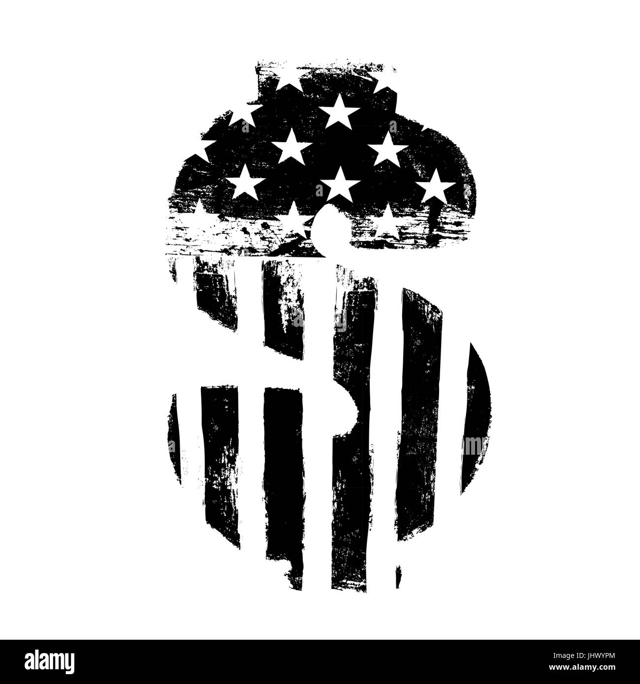 Dollar currency sign. Black on white vector isolated symbol. American ...