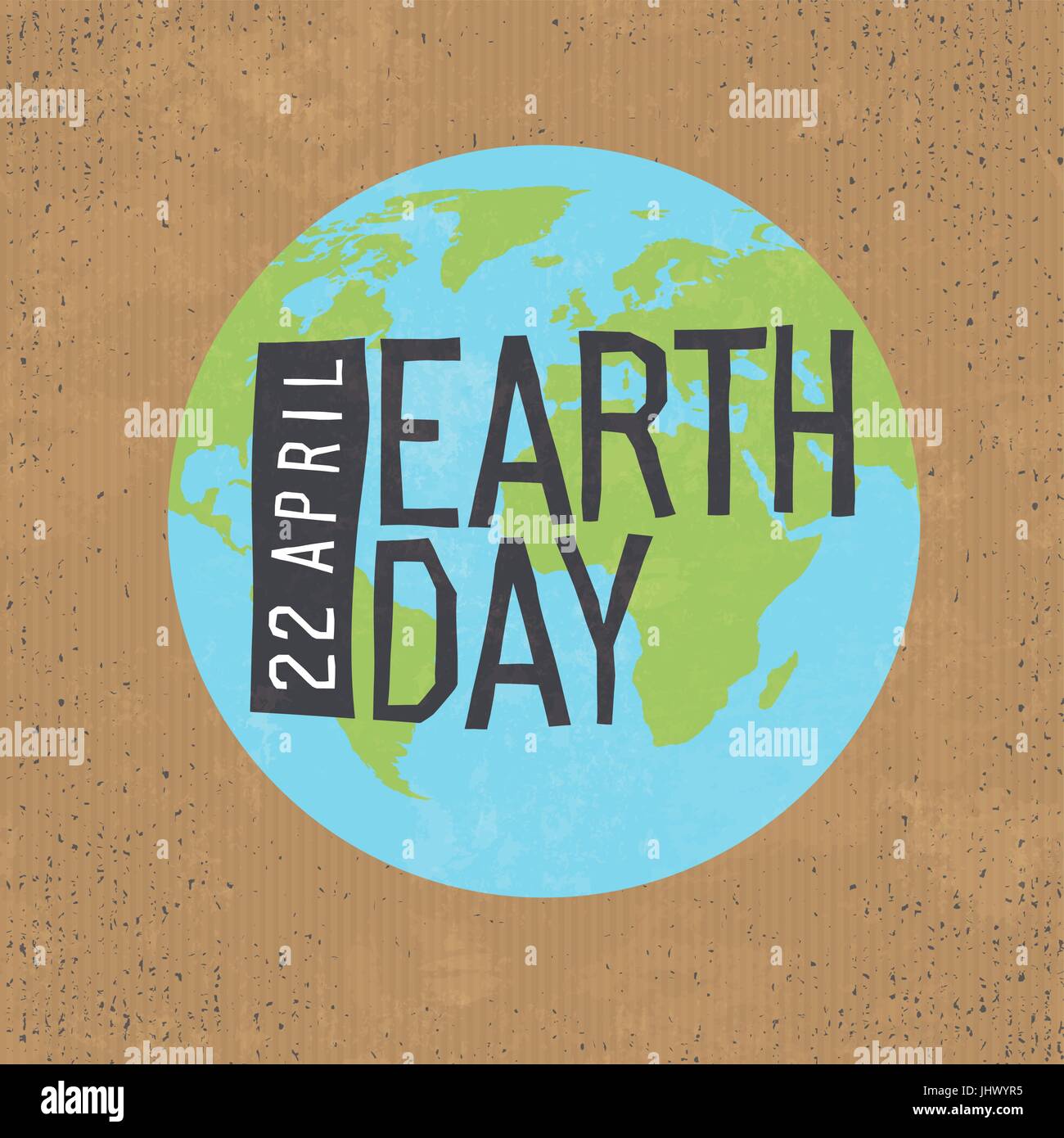 Earth day, 22 April text with globe symbol on cardboard texture ...