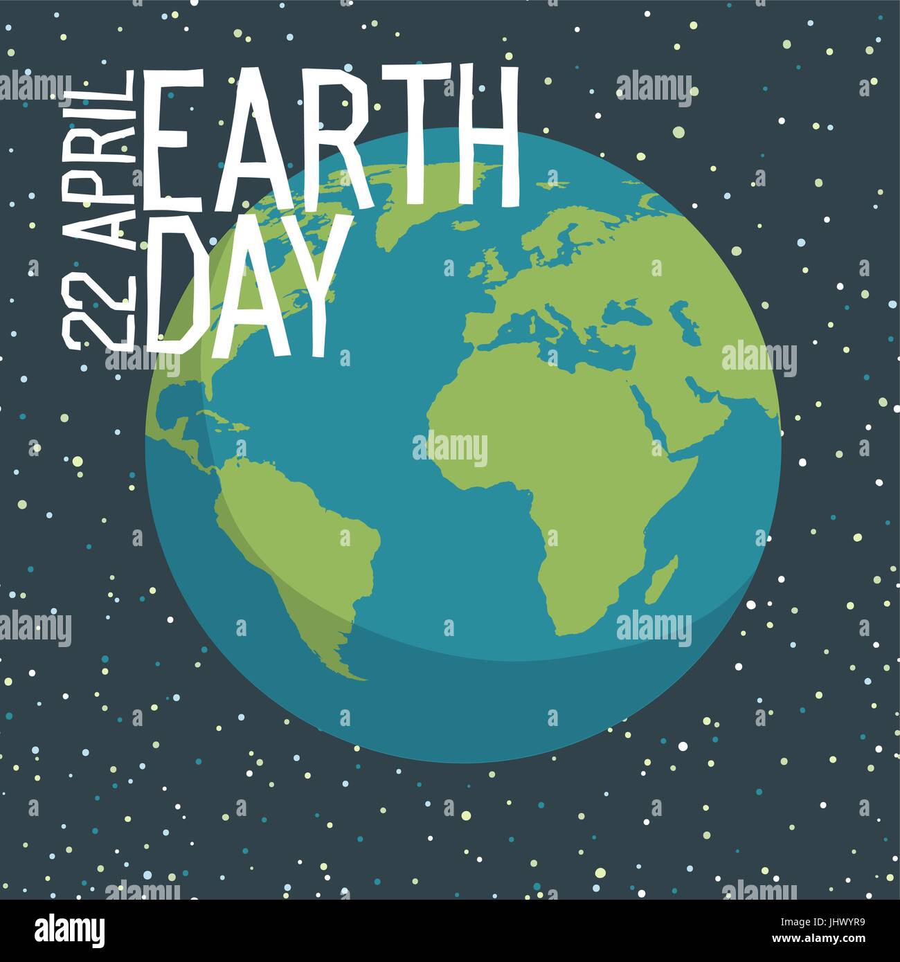 Earth day poster design in flat style. Planet in space background ...